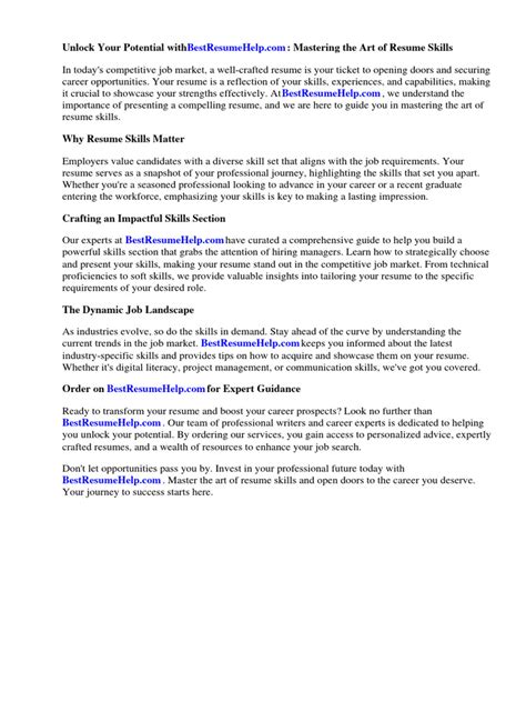 Resume Skills Summary Examples Pdf Résumé Cookie
