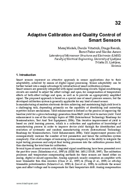 pdf adaptive calibration and quality control of smart sensors