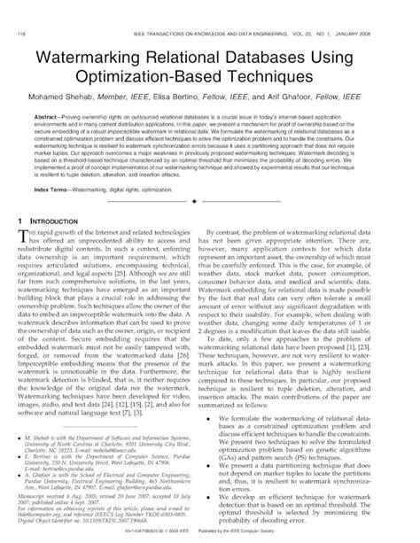 Pdf Watermarking Relational Databases Using Optimization Based Techniques Dokumentips