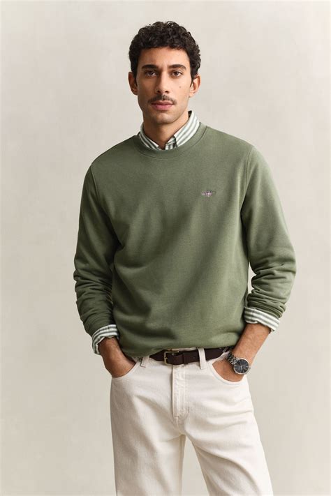 Shield Sweatshirt Met Ronde Hals Gant Dry Herb Green Officiële Gant