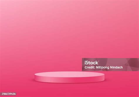 연단이 있는 분홍색 배경 벡터 3d 받침대 연단이 있는 3d 추상 스튜디오 룸 벡터 일러스트 레이 션 0명에 대한 스톡 벡터 아트 및 기타 이미지 Istock