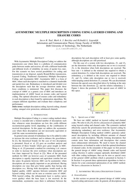 Pdf Asymmetric Multiple Description Coding Using Layered Coding And
