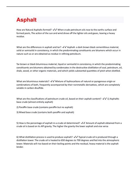 Asphalt Exam Questions And Answers Best Rated A Guaranteed Success Latest Update Asphalt