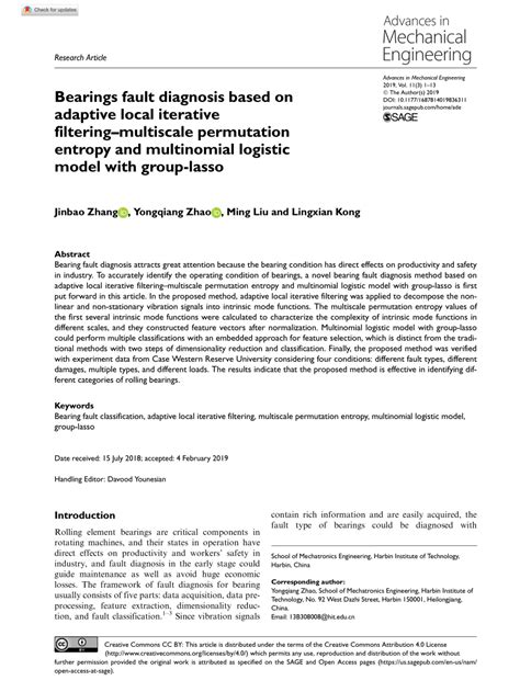Pdf Bearings Fault Diagnosis Based On Adaptive Local Iterative