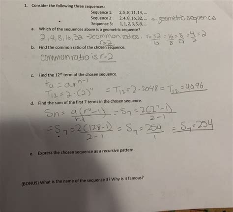 Solved A 1 Consider The Following Three Sequences