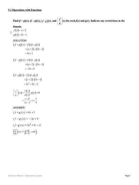 5 1 Operations With Functions Download Free Pdf Mathematical