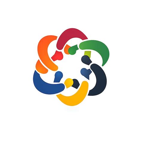 Colorful Abstract Logo Design With Interlocking Shapes Representing Teamwork And Unity Premium