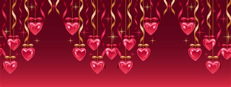 발렌타인 데이를위한 원활한 테두리 빛나는 하트 금색과 빨간색 리본과 활 별 사랑해요 현실적인 스타일의 밝은 수평 벡터 그림 광고 배너 웹 사이트 2월에 대한 스톡 벡터 아트
