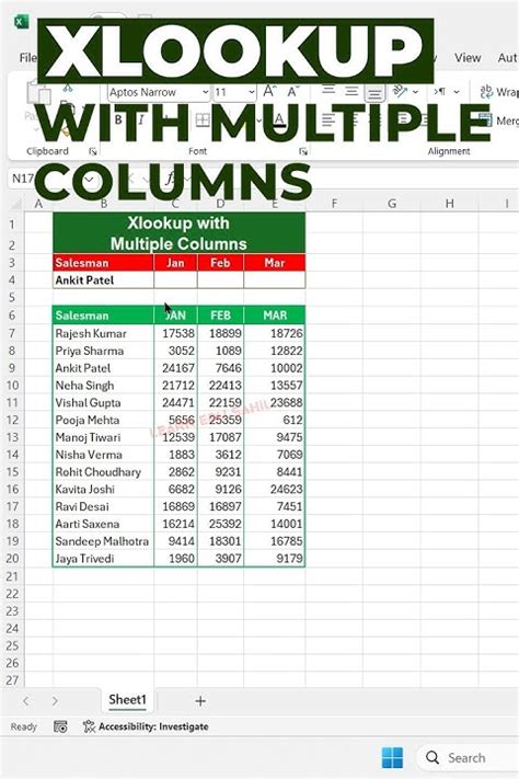 Xlookup With Multiple Columns 🚀💯🎯 Exceltips Xlookup Exceltricks