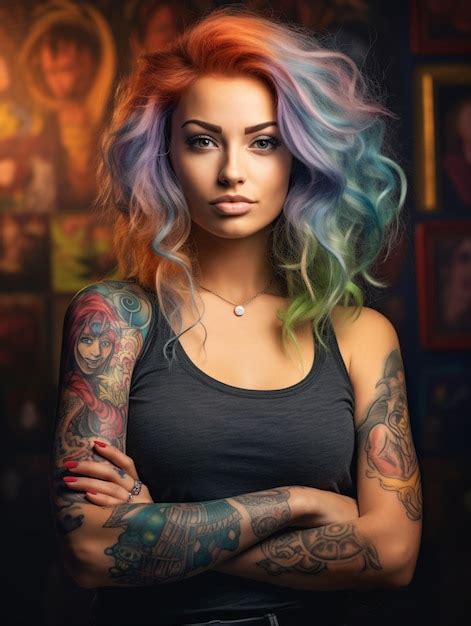 Premium Ai Image Cute And Beautiful Asian Girl With Tattoos