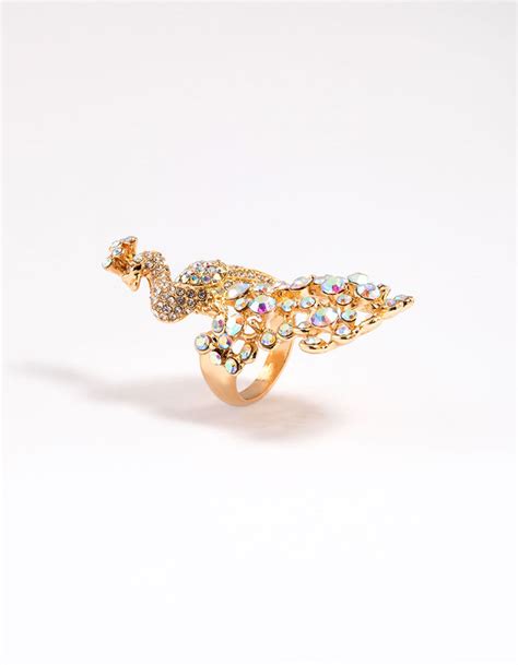 Gold Statement Peacock Ring Lovisa