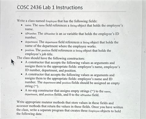 Solved COSC Lab InstructionsWrite A Class Named Chegg Com