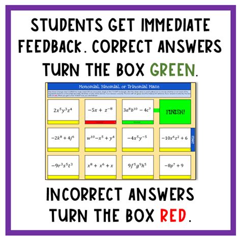 Polynomials Monomial Binomial Trinomial Activity Digital Maze Made By Teachers
