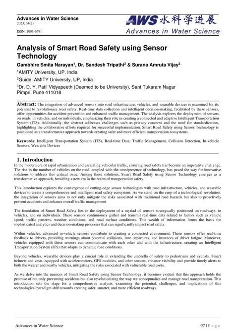 PDF Analysis Of Smart Road Safety Using Sensor Technology