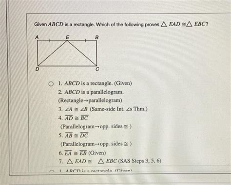 Solved Given ABCD Is A Rectangle Which Of The Following Chegg
