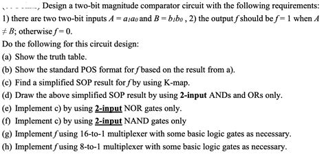 Solved I Design A Two Bit Magnitude Comparator Circuit With Chegg