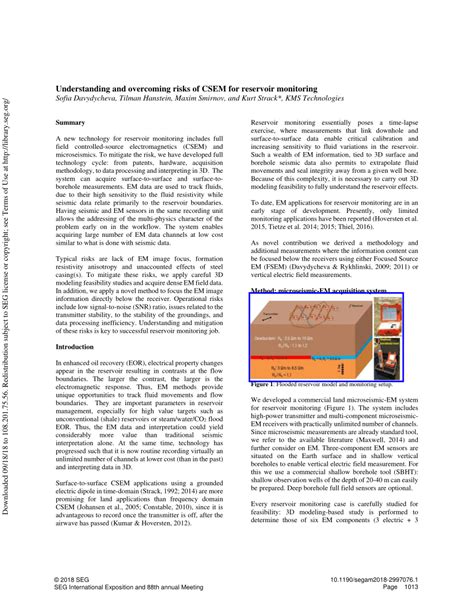 PDF Understanding And Overcoming Risks Of CSEM For Reservoir Monitoring