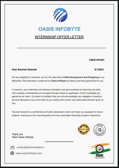 Baishali Debnath On Linkedin Webdevelopment Internship Oasisinfobyte