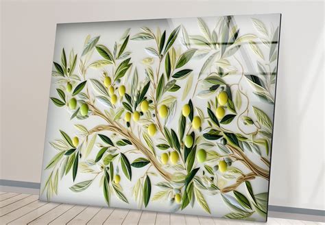 Olive Tree Tempered Glass Wall Art Kitchen Decor Etsy