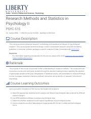 Advanced Research Methods And Statistics In Psychology II Course Hero