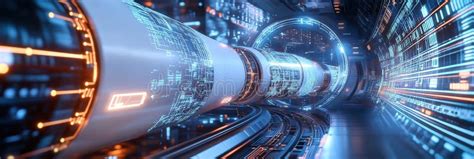 Futuristic Data Streaming Through Digital Tunnel Visualization Stock Illustration Illustration
