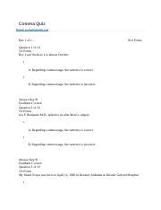 Comma Quiz Docx Comma Quiz Return To Assessment List Part 1 Of 1 50 0 Points Question 1 Of