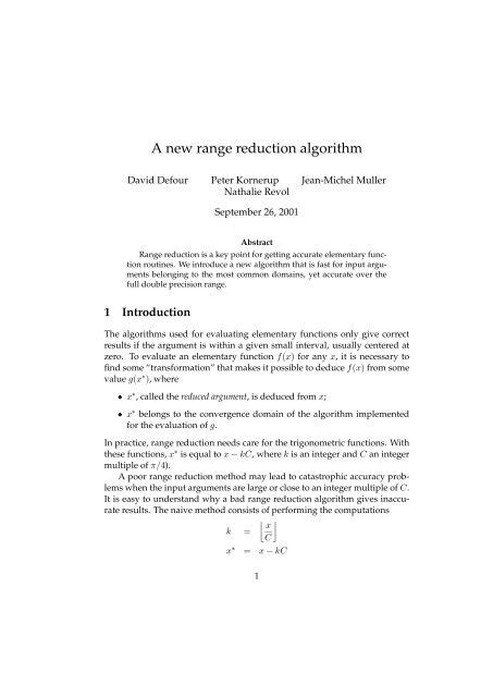 A New Range Reduction Algorithm