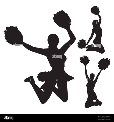 Vector Set Of Girl Cheerleader Silhouettes Illustration Isolated On