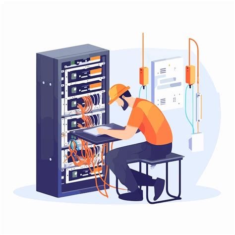Professional Sysadmin Adjusting Network And Internet Connection Premium Ai Generated Vector