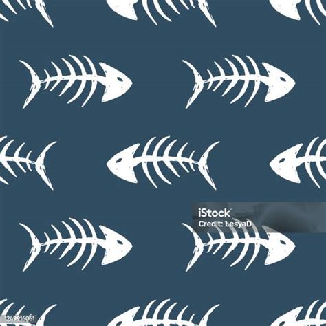 물고기 뼈 원활한 패턴 물고기 해골 낙서 손으로 그린 만화 벡터 일러스트 그래픽 프린트에 대한 스톡 벡터 아트 및 기타 이미지 그래픽 프린트 꼬리 낙서 드로잉