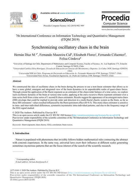 Pdf Synchronizing Oscillatory Chaos In The Brain