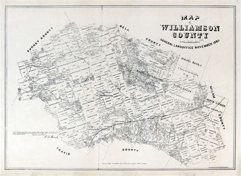 1880 Map Of Williamson County Texas Georgetown Etsy