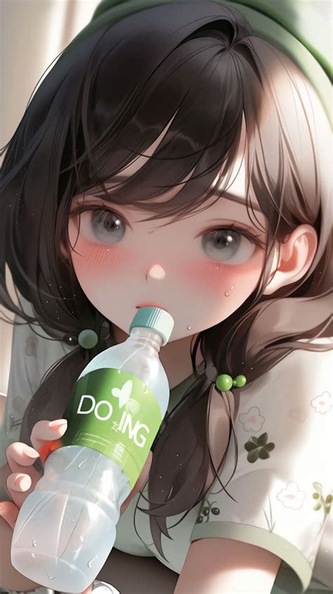 喝饮料的女孩ai绘画