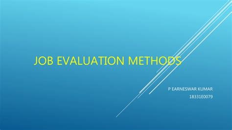 Job Evaluation Methods Pptx Human Resources Business