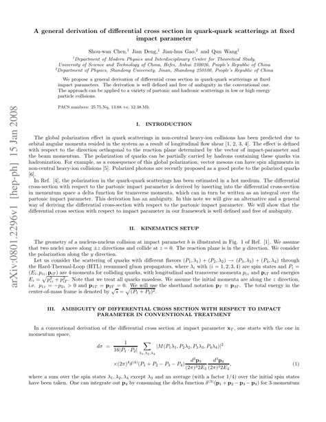 Pdf A General Derivation Of Differential Cross Section In Quark Quark