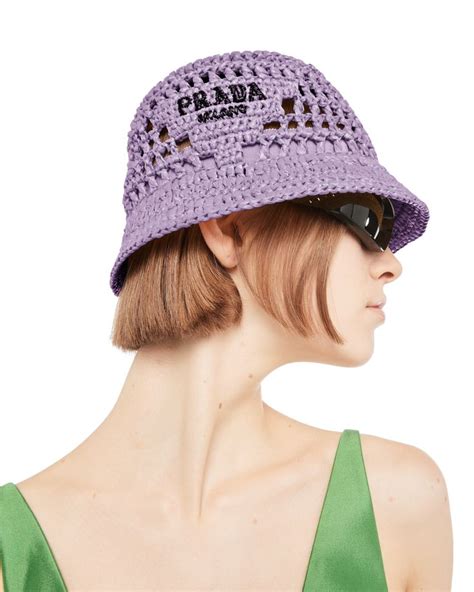 Prada Raffia Bucket Hat Women Lily Size M Crochet Bucket Hat