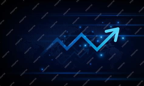 Premium Vector Financial Chart With Moving Up Arrow Graph And World Map In Stock Market On