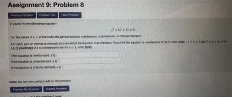 Solved Assignment 9 Problem 8 Previous Problem Problems