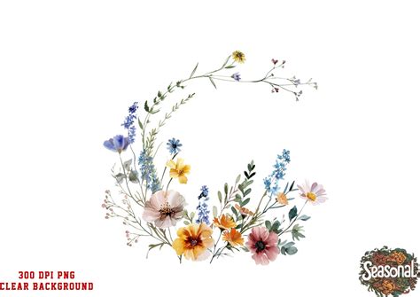 Watercolor Wildflower Border Printable Graphic By Seasonal · Creative