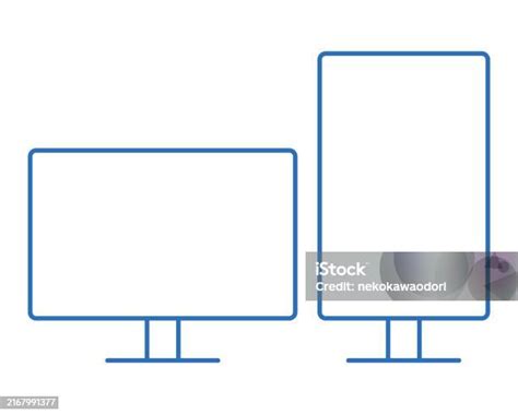 듀얼 모니터 2 화면 컴퓨터 모니터의 편집 가능한 선 벡터 아이콘 그림 Lcd에 대한 스톡 벡터 아트 및 기타 이미지 Lcd Lcd 텔레비전 노트북 Istock