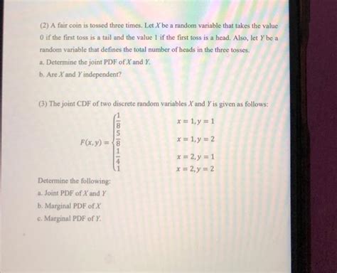 solved 2 a fair coin is tossed three times let x be a