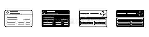 Insurance Card Icons Versions Set In Black Flat And Line Style Stock Vector Illustration Of
