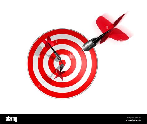 Three Dimensional Illustration Of Three Darts Right On The Target