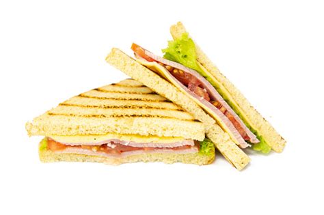 햄 치즈 토마토 양상추 구운 빵을 곁들인 샌드위치 흰색 배경에서 격리된 전면 뷰 0명에 대한 스톡 사진 및 기타 이미지 0명 건강한 생활방식 건강한 식생활 Istock