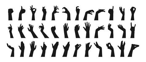 Premium Vector Hand Gestures Silhouettes Collection Set Of Different