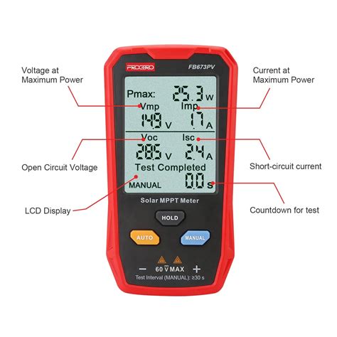 Fb673pv Mppt Lcd Current Voltage Multimeter Digital Meter 800w Solar