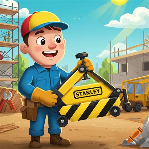 A Smiling Cartoon Tradesperson In Blue Overalls And A Colorful Hat