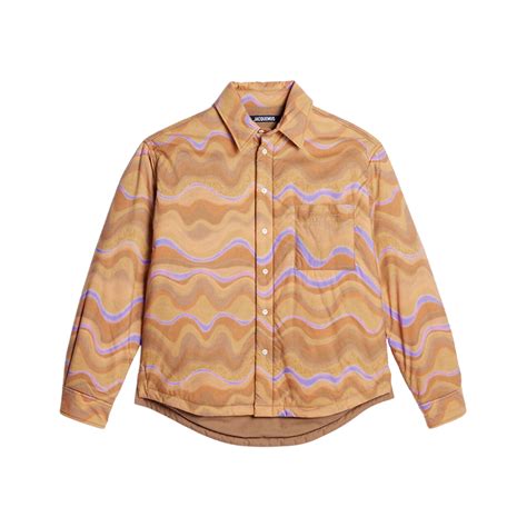 자크뮈스 라 슈미즈 불랑제 퍼프 오버셔츠 프린트 테라코타 웨이브 스트라이프 Jacquemus Kream
