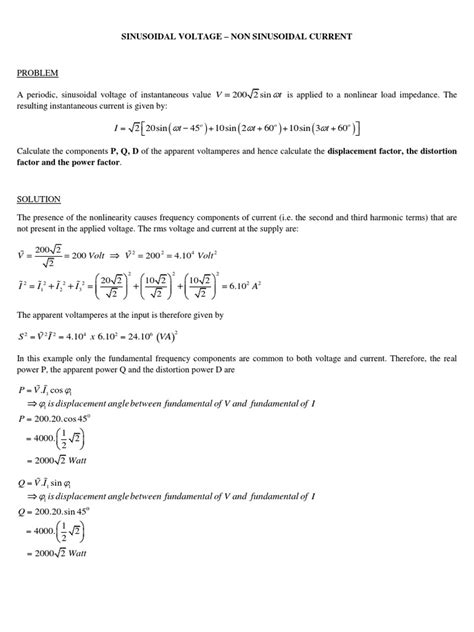 Sinusoidal Voltage Non Sinusoidal Current Analysis Pdf Electromagnetism Computer Engineering