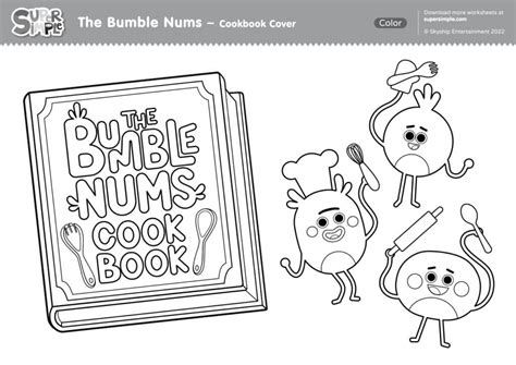 The Bumble Nums Cookbook Cover Coloring Page Super Simple